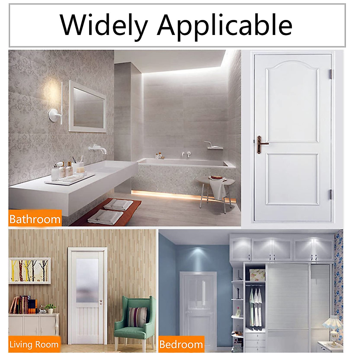 LemonHo 2 Pack Drill-Free Floor Mounted Door Stoppers 3M Adhesive Tapes/Screw in Door Stopper Wall Protectors with Black Rubber Bumper Tips, Ground Doorstops for Bedroom Shower Office, Gold