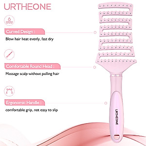 Hair Brush,Curved Vented Detangling Hair Brushes for Women Men Wet or Dry Hair,Faster Blow Drying Styling Professional Paddle Vent detangler brush for Curly Thick Wavy Thin Fine Long Short Hair (Pink)