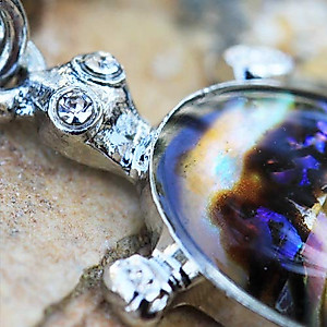 Pierced Owl Teal Abalone Inlay Turtle Dangle Navel Belly Button Ring in 316L Stainless Steel