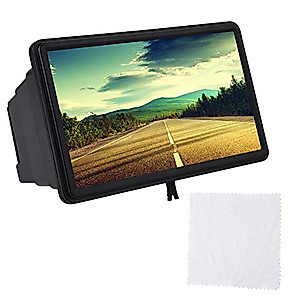 12" 3D HD Screen Magnifier for All Cell Phone Magnifing Projector Screen Enlarger Expander with Retractable Bracket for Movies Videos and Gaming (Black)