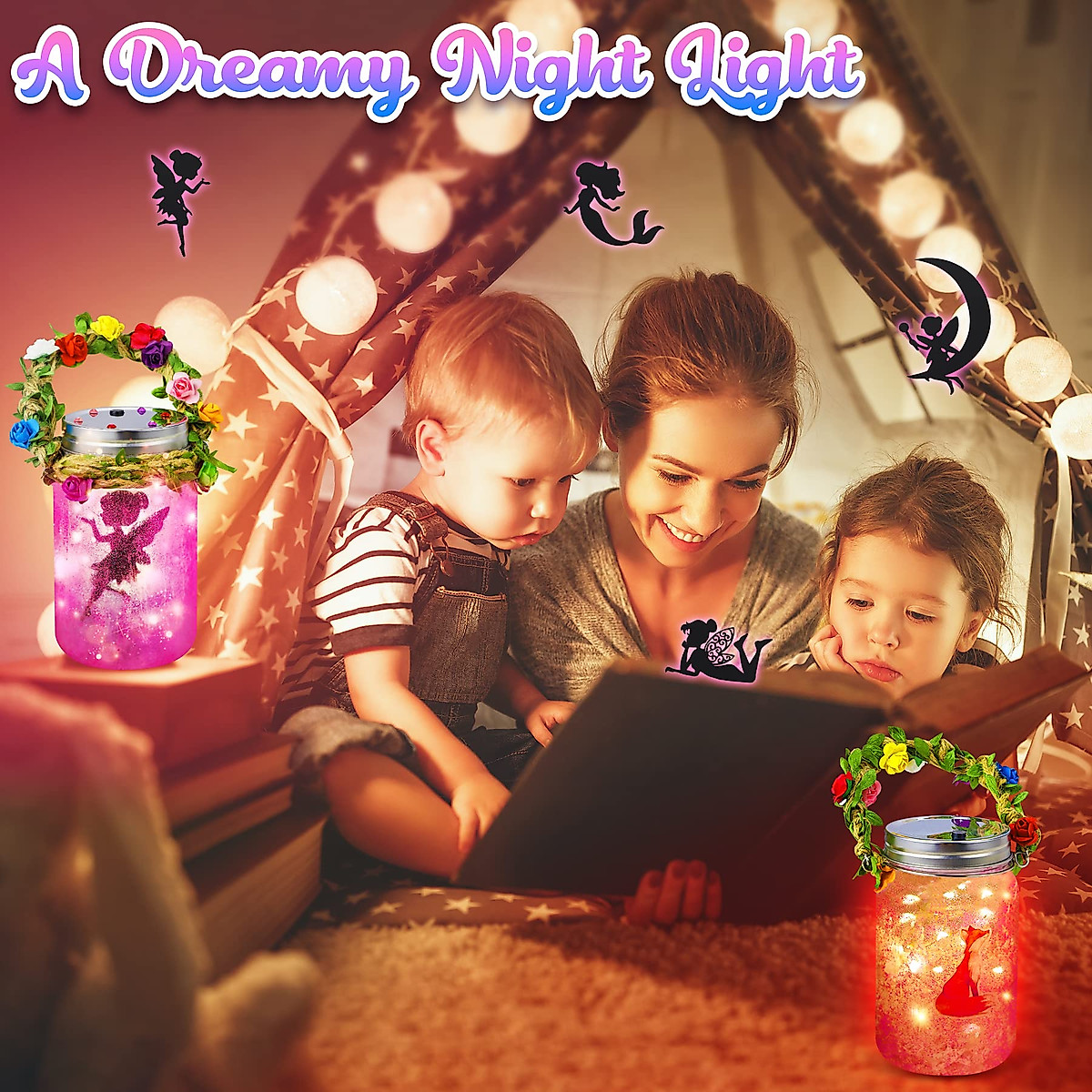 Fairy Lantern Craft Kit for Girls - 23pcs DIY Kits for Kids Arts and Craft Kits for Girls Ages 8-12, Fairy in A Jar Light Garden Kit, Creative Activities for School, Birthday Fairy Party Decorations