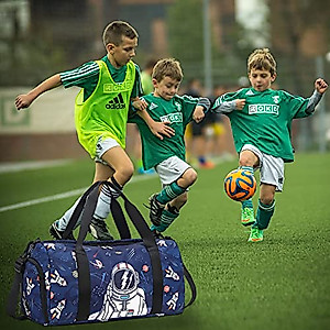 Sports Gym Bag for Kids Boys Overnight Carry On Tote Travel Duffle Weekender Sleepover Bag with Shoe Compartment
