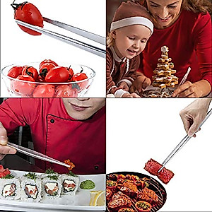 Miupoo Long Handle Stainless Steel Paint Straight and Curved Tweezers Nippers,Extra Long Precision Craft Tweezers Set with Serrated Tips,Silver,2 pieces,9.8Inches