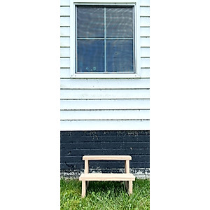 Generic Classic Amish Reclaimed Wood Two-Step Stair/Step Stool. Natural, Rustic, Heavy Duty, Wide, Versatile. Indoor/Outdoor. Handmade in USA. 18 x 14 x 12”.