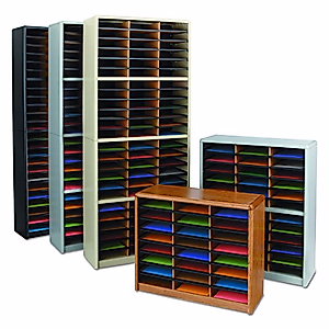 Safco Products Value Sorter Literature Organizer, 72 Compartment 7131BL, Black, Commercial-grade Steel Shell, Fiberboard Shelves, Value-priced