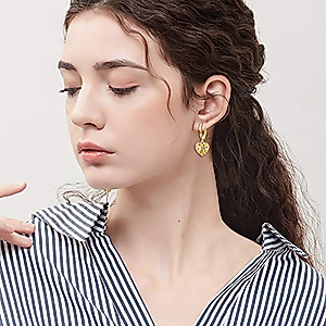 S925 Sterling Silver Heart Round Ball Dangle Drop Leverback Cage Filigree Earrings for Women