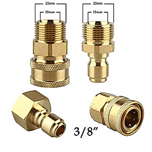 Millie Pressure Washer Adapter Set,M22 Male Thread Fitting, 3/8" Quick Connect kit,5000 PSI