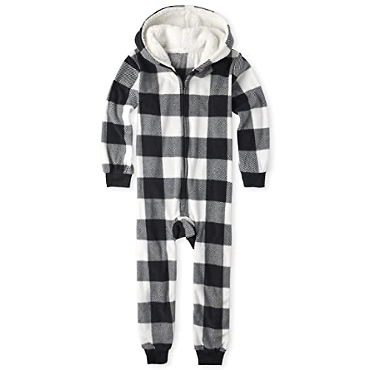 The Children's Place Kids One Piece Family Matching, Christmas Pajama Sets, Fleece, Black/White Check, Small