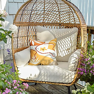 Merrycolor Outdoor Pillow Covers 20x20 Waterproof Throw Pillow Cover Flower Garden Farmhouse Outdoor Pillows Covers for Patio Furniture Set of 2,Black