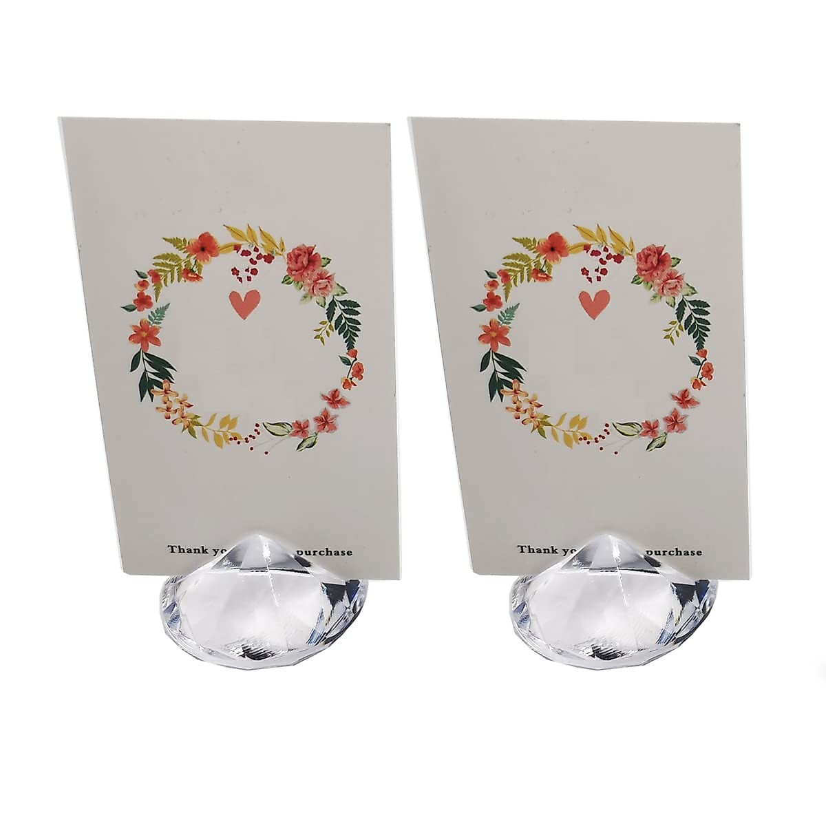 luzen 8Pcs Acrylic Diamond Shape Place Card Holders Wedding Decoration Table Number Card Holder Name Card Picture Memo Note Photo Display Stands Holder for Wedding Birthday Party Favor, Clear