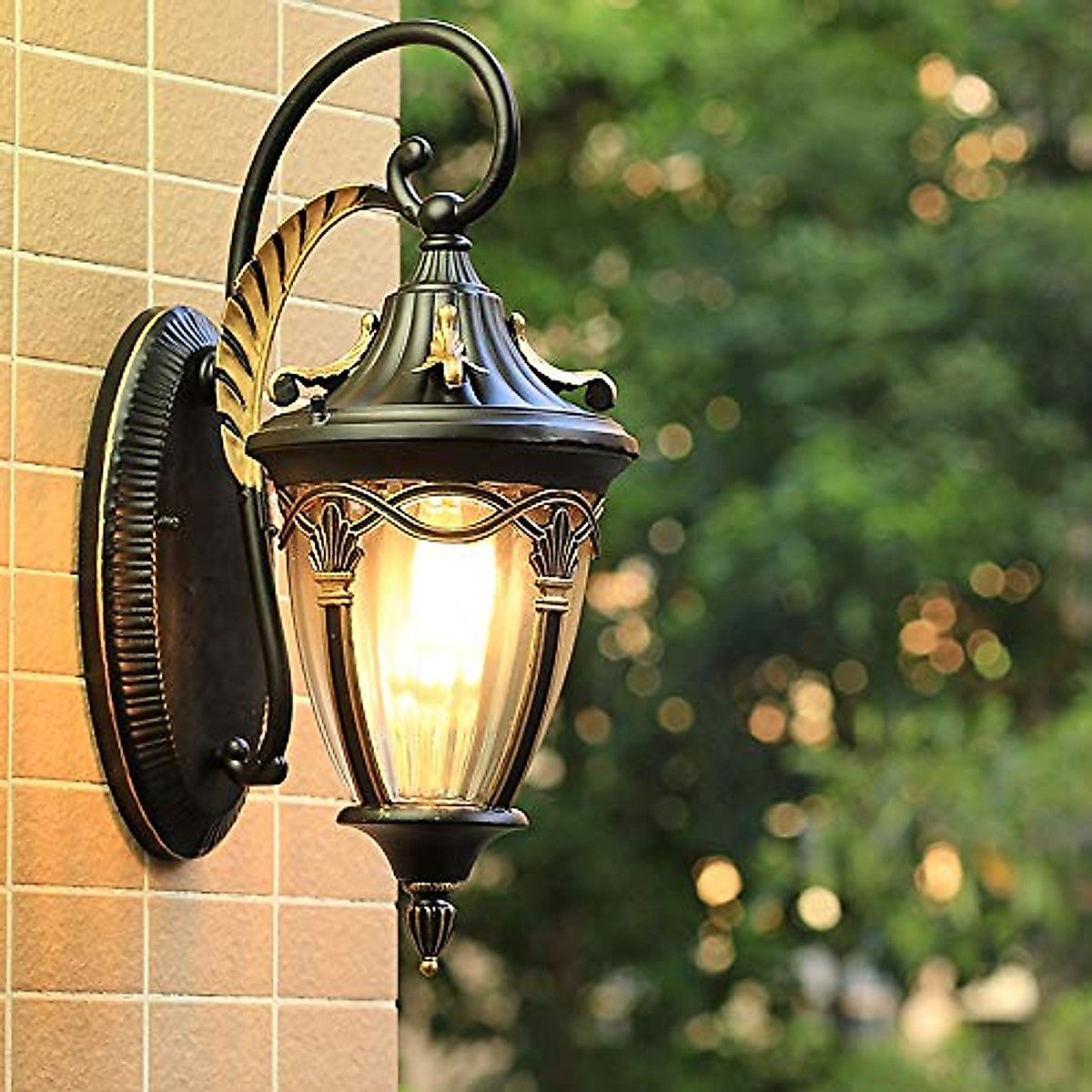PEHUB Outdoor Wall Light Fixture, Industrial Vintage Sweep Black Metal ...