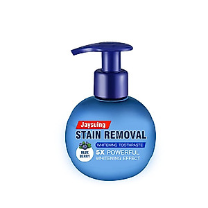 Press Toothpaste,Baking Soda Whitening Toothpaste,Jaysuing Stain Removal Whitening Toothpaste Strong Cleaning Power Natural Stain Remover Fluoride-Free Toothpaste（Blueberry Flavor）