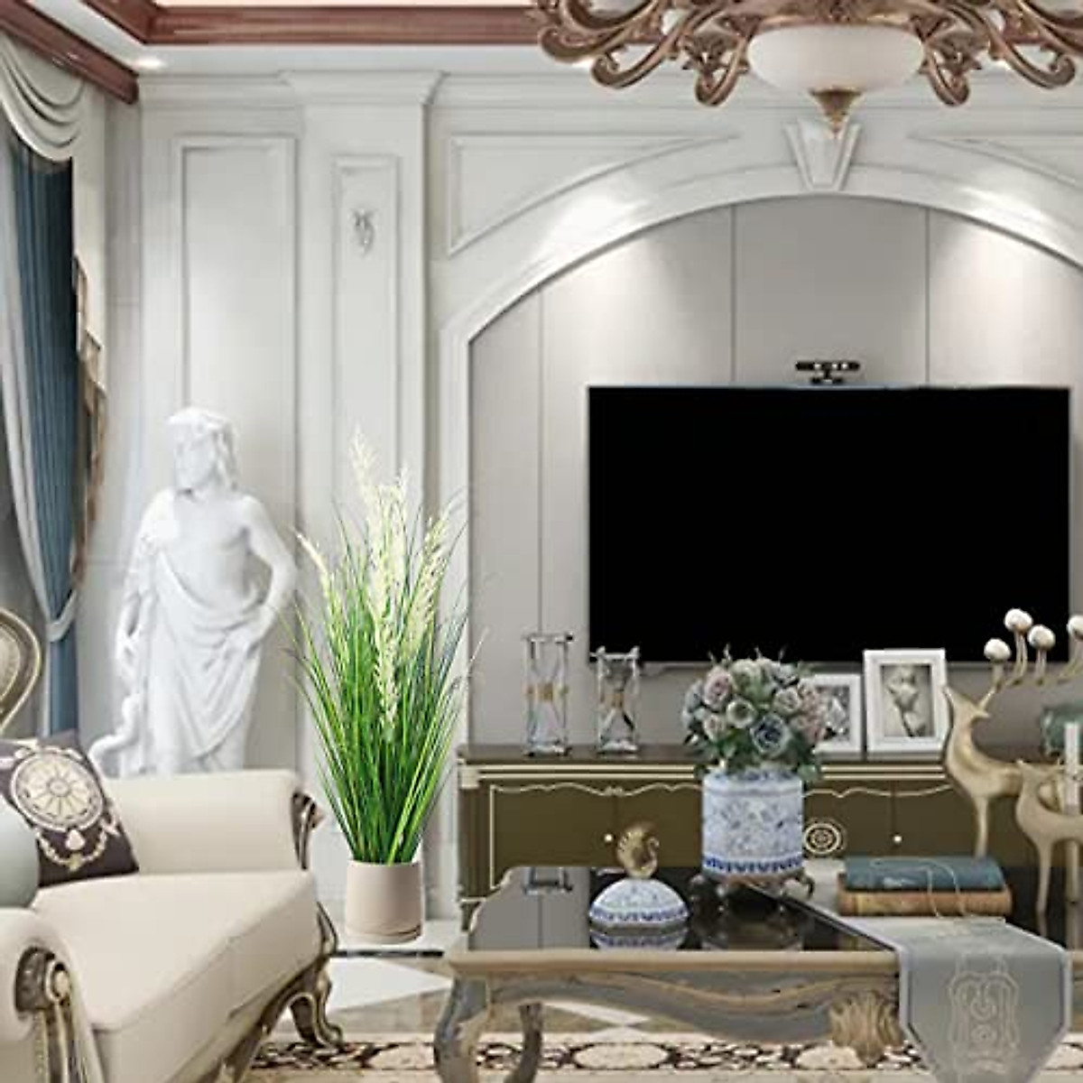 GUYUSO Artificial Grass Plant 45in Tall Artificial Pampas Grass Indoor Grass Plant for Home Decoration