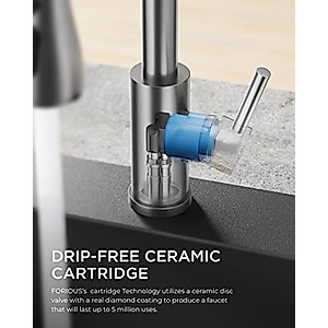 FORIOUS Kitchen Faucet with Pull Down Sprayer Brushed Nickel, High Arc Single Handle Kitchen Sink Faucet with Deck Plate, Commercial Modern rv Stainless Steel Kitchen Faucets, Grifos De Cocina