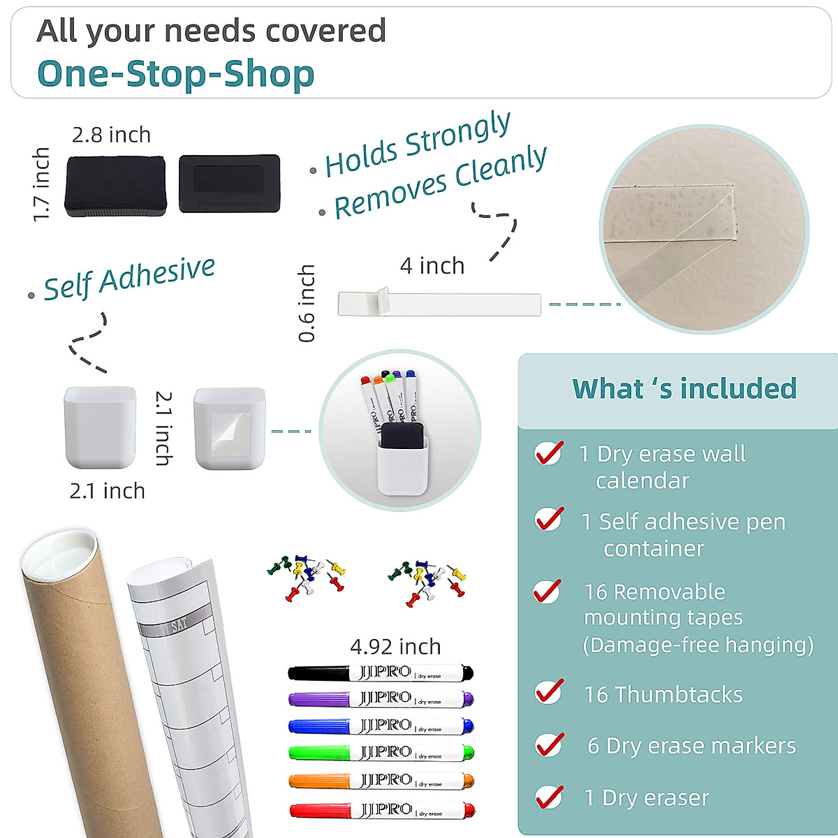 Large Dry Erase Wall Calendar - 60“ x 38" Undated Blank Yearly Planner - Giant Whiteboard 12 Month Poster - Premium Laminated Calendar for Classroom, Office, Project & Family Schedule