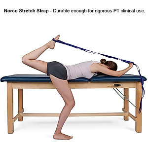 Stretch Strap with Loops for Physical Therapy, Flexibility, Range of Motion and Workouts with Exercise Book. Non-Elastic Band for Yoga, Pilates. Stretch Out Hamstring, Knee, calf, Back, Shoulder