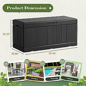 Homall 85 Gallon Large Resin Deck Box Waterproof Outdoor Storage with Padlock Indoor Outdoor Organization and Storage Container for Patio Furniture Cushions, Pool Toys, Garden Tools (Black)
