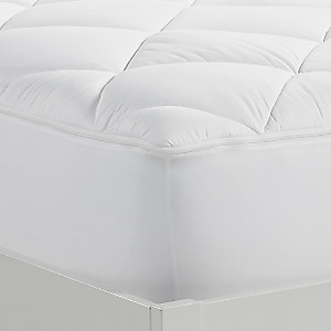 Serta Luxury Firm Fiber Fill Cooling Fitted Mattress Pad Cover, Cal King, White
