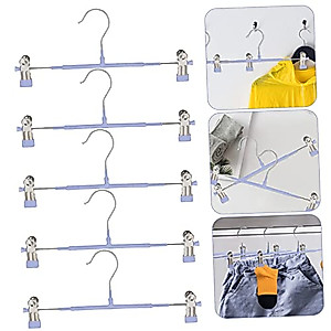 Alipis 5pcs Double Clip Skirt Pants Hanger Multifunctional Pants Rack Trousers Rack Trousers Rack Household Trousers Rack Trousers Rack No Trace Stainless Steel Blue Coat Hanger