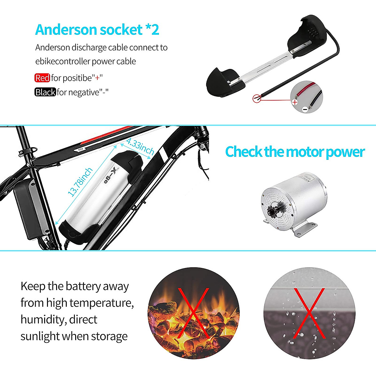 X-go 36V 10Ah Ebike Battery Lithium Li-ion, Electric Bike Battery with Charger and Holder for 200W 250W 350W Electric Bicycle Motor, for Modified Bike/Daily/Outdoor/Widely Applicable