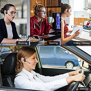 Golvery Latest Bluetooth 5.3 Headset w/DSP Noise Canceling Boom Microphone & Mute for Cellphone, Lightweight Comfort Open Ear Wireless Headphones for PC Laptop Office Meeting Home Working, 10H