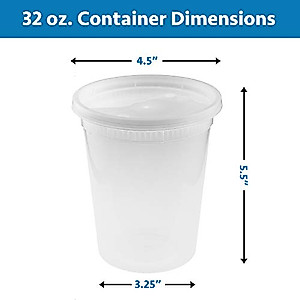 32-Ounce Clear Deli Containers with Lids | Stackable, BPA-Free Food Storage Container Set | Recyclable Space Saver Airtight Container for Kitchen Storage, Meal Prep, Take Out | 30 Pack