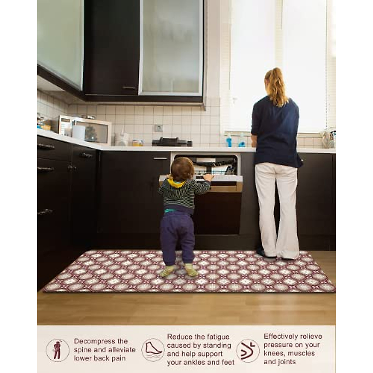 Artnice Kitchen Rugs, Kitchen Rug Set 2 Piece Kitchen Runner Rug Kitchen Floor Mat, Cushioned Anti Fatigue Kitchen Mat Non Skid Waterproof 0.47" Comfort Standing Kitchen Rug, 20"x31.5"+20"x47.2"