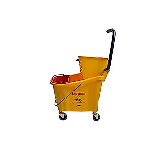 Janico 1036 Mop Bucket Side Press Wringer Combo, 36 Quart 9 Gallon, Includes Insert Mop Bucket, Yellow