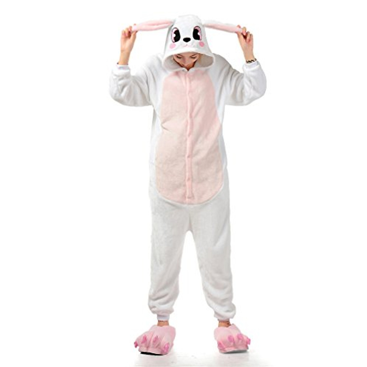 UreeUine Ultra Soft Plush Pink Easter Bunny Costume Cosplay Sleepsuit S