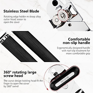 Can Opener Manual, Can Opener Smooth Edge, Food-Safe Multifunctional Can Openers Stainless Steel Manual Can Opener with Non-Slip Handle & Large Knobe, Ultra Sharp Cutting for Seniors with Arthritis