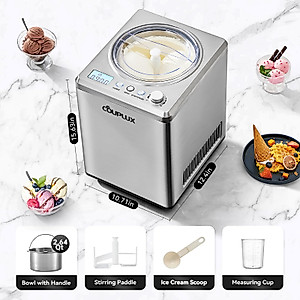 COUPLUX Ice Cream Maker with Compressor, [2.64QT& 3 Modes& 250W] Auto Ice Cream Machine - No Pre Freezing Ice Cream Maker Machine Gelato Machine with LCD Display Timer, 2H Keep Cool, Stainless Steel