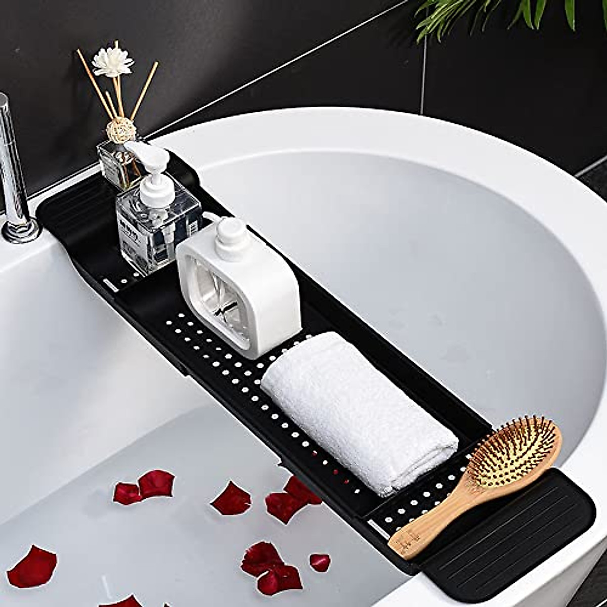 Bathtub Caddy Tray, NEWRAIN Expandable Bath Tub Tray Bathtub Caddy Tray - Adjustable Organizer Tray for Bathroom - Luxury Bath Caddy Tub Table, Bathtub Accessories & Bathroom Gadgets