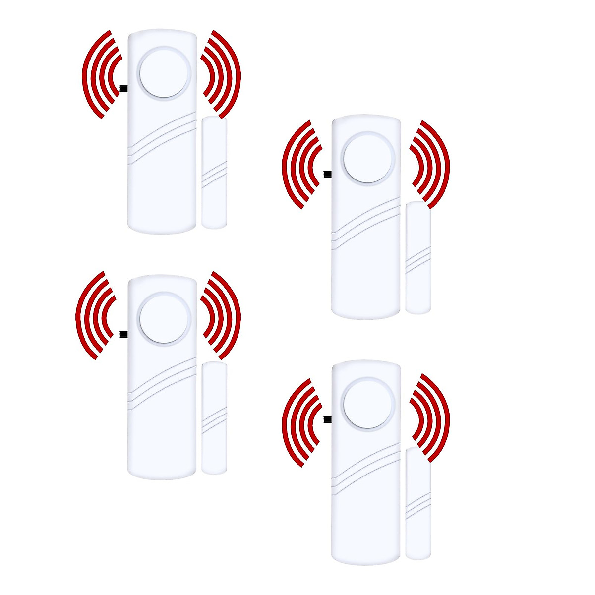 4 Pack Wireless Door Window Alarm, Magnetic Burglar Alert Sensor, Loud 90lb Door Alarms for Kids Safety, DIY for Home Security, Office Protection