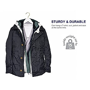 Amber Home Solid Wood Suit Coat Hangers 20 Pack, Smooth White Finish Wooden Dress Hangers with Non Slip Pant Bar, Clothes Hangers with Gold Hook & Notches for Jacket, Pant, Shirt (White+Gold, 20)