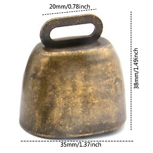 2 Pack Small Brass Bell,Cow Horse Sheep Grazing Copper Bells,Cattle Farm Animal Loud Bronze Bell,Pet Anti-Theft Accessories Bell, New Years, Wedding Bells & Chimes Percussion Musical Instruments