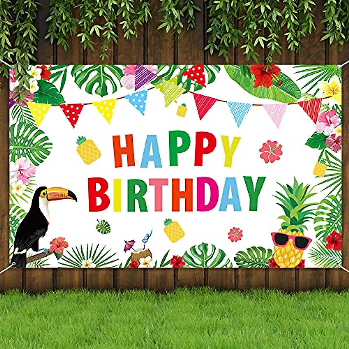 Hawaiian Luau Birthday Party Decorations Supplies Hawaiian Party Backdrop Luau Party Background Tropical Hawaiian Jungle Theme Flamingo Pineapple Party Banner Summer Beach Pool Photography Background
