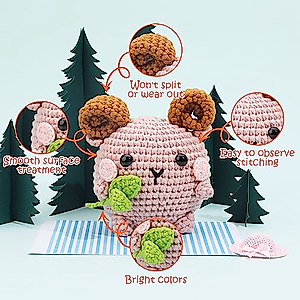 Hssugi Easy Yarn for Beginners, 4x50g Beginner Yarn with Easy-to-See Stitches, Beginner Chunky Yarn with Crocheting Accessories for DIY Crocheting Projects