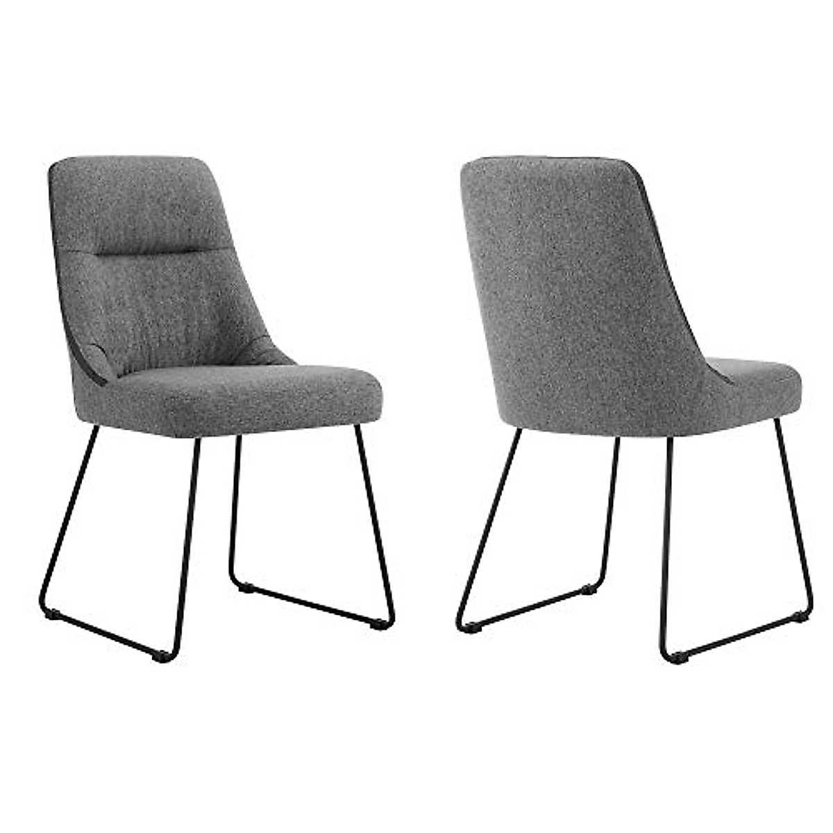 Armen Living Quartz Gray Fabric and Metal Dining Room Chairs-Set of 2, 34" H