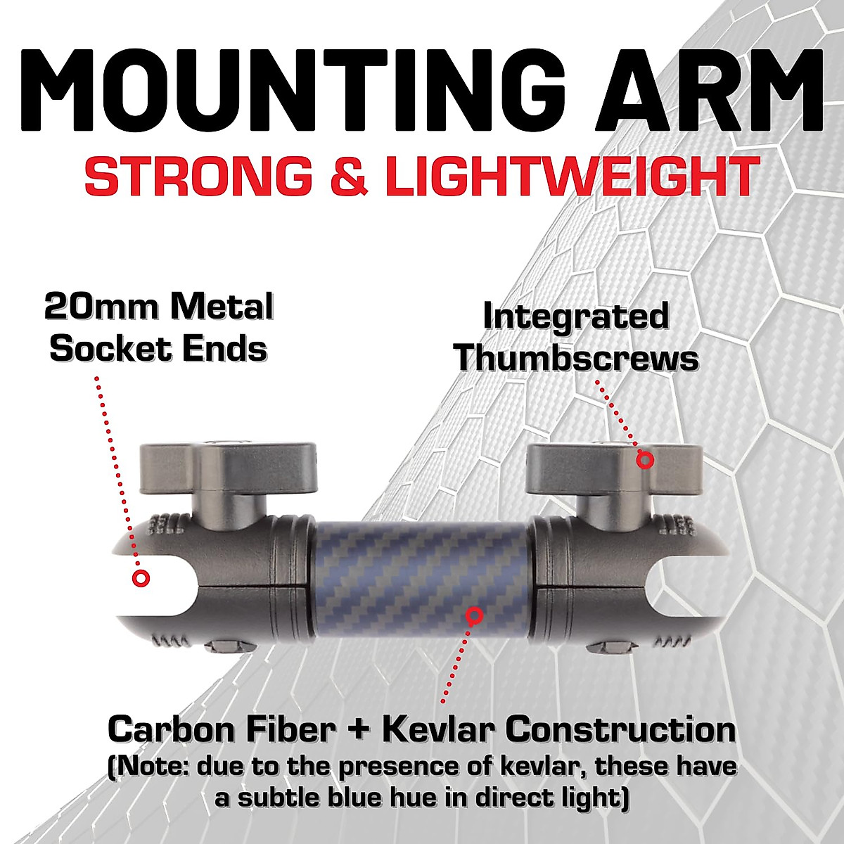 Bulletpoint Mounting Solutions Dash Mount 4.7" Arm Compatible with iPhone and Android Smartphones - Fits 20mm Attachment Ball