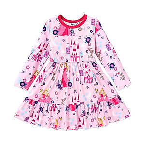 Disney Princess Toddler Girl Allover Print Long-sleeve Dress, Pink, 3T