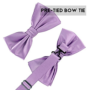 TIE G Solid Color Men's Suspender + Woven Bow Tie Set for Wedding : Vivid Color, Adjustable Brace, Strong Enhanced Clip, Elastic Band (Blush)