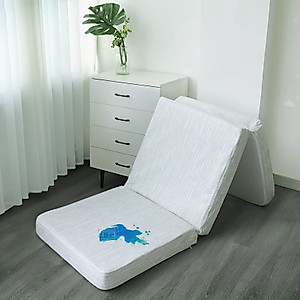 Foldable Mattress Trifold 4-Inch for Futon Mattress with Viscose Made from Bamboo Cooling Mattress Topper Cover Removable & Machine Wash, Camping Mattress Portable Floor Sofa Bed Non-Slip