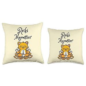 Funny Reiki Master Gifts Reiki Meowster Hippie Master Cat Lovers Holistic Healer Healing Reiki Throw Pillow, 16x16, Multicolor