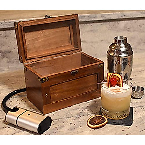 Cocktail Smoker Box Smoking Gun Wood Smoke Infuser I Indoor Smoker Wooden Box 9”x 5” x 6” with Smoke Infuser 4.7” x 2.4” x 1.4” I Portable Smoke Generator Smoking Accessories