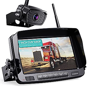 Nuoenx Wireless Backup Camera, 7 Inch DVR Monitor Rear View Camera System with 32GB SD Card for RV, Trailer, Truck, Support 4 Cameras, IP69K Waterproof 18 LED IR Night Vision 152° View Camera