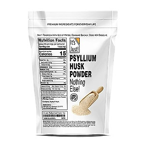 It's Just! - Psyllium Husk Powder, Easy Mixing Dietary Fiber, Cleanse Your Digestive System, Finely Ground Powder, Ideal for Keto Baking, Non-GMO (Unflavored, 10oz (Pack of 1))