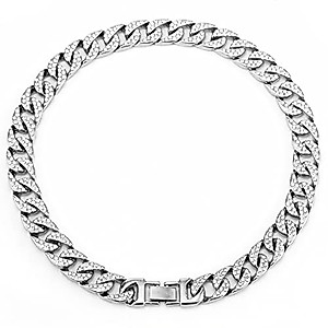 IDRUPACE Miami Mens Cuban Link Chain Silver Gold Plated Bling Cuban Necklace Diamond Chain for Men 13MM iced out chain Hip Hop Jewelry (Silver Chain+Elves Pendant, 18.0 Inches)