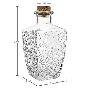 MyGift Diamond-Faceted Apothecary Glass Bottle - Mini Decorative Reed Diffuser Bottles with Cork Lid, Set of 2