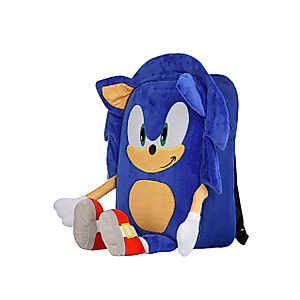 AI ACCESSORY INNOVATIONS Sonic The Hedgehog Backpack for Boys, Plush Padded Bookbag with Adjustable Shoulder Straps, Sonic Schoolbag with 3D Arms, Legs and Ears, Durable School Bag for Kids, Blue