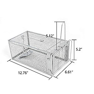 H&B Luxuries Rat Trap - Humane Live Animal Cage for Rat Mouse Hamster Mole Weasel Gopher Chipmunk Squirrels and More Rodents (Small)